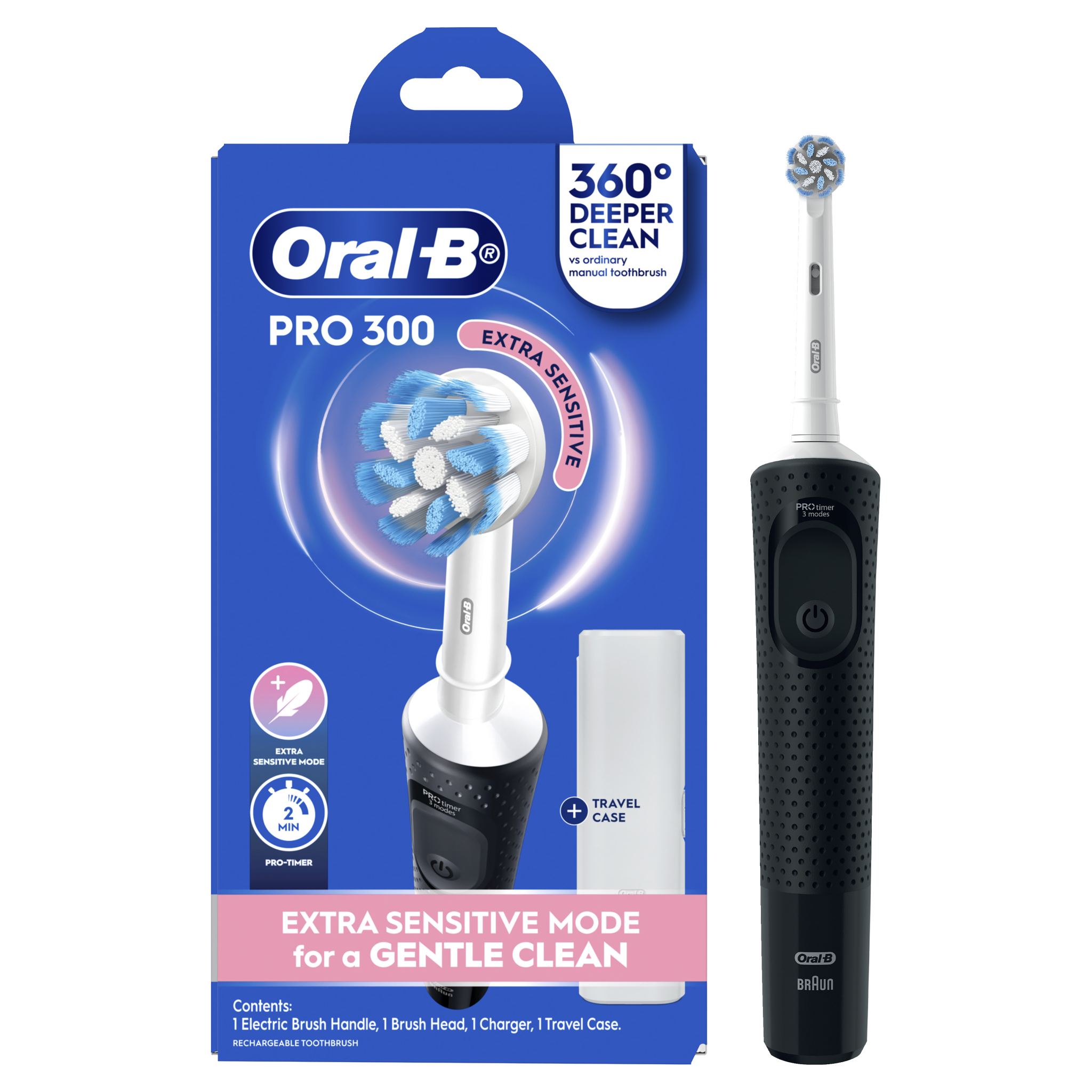 Oral-B Pro 300 Electric Rechargeable Toothbrush Black - Braun & Oral-B NZ