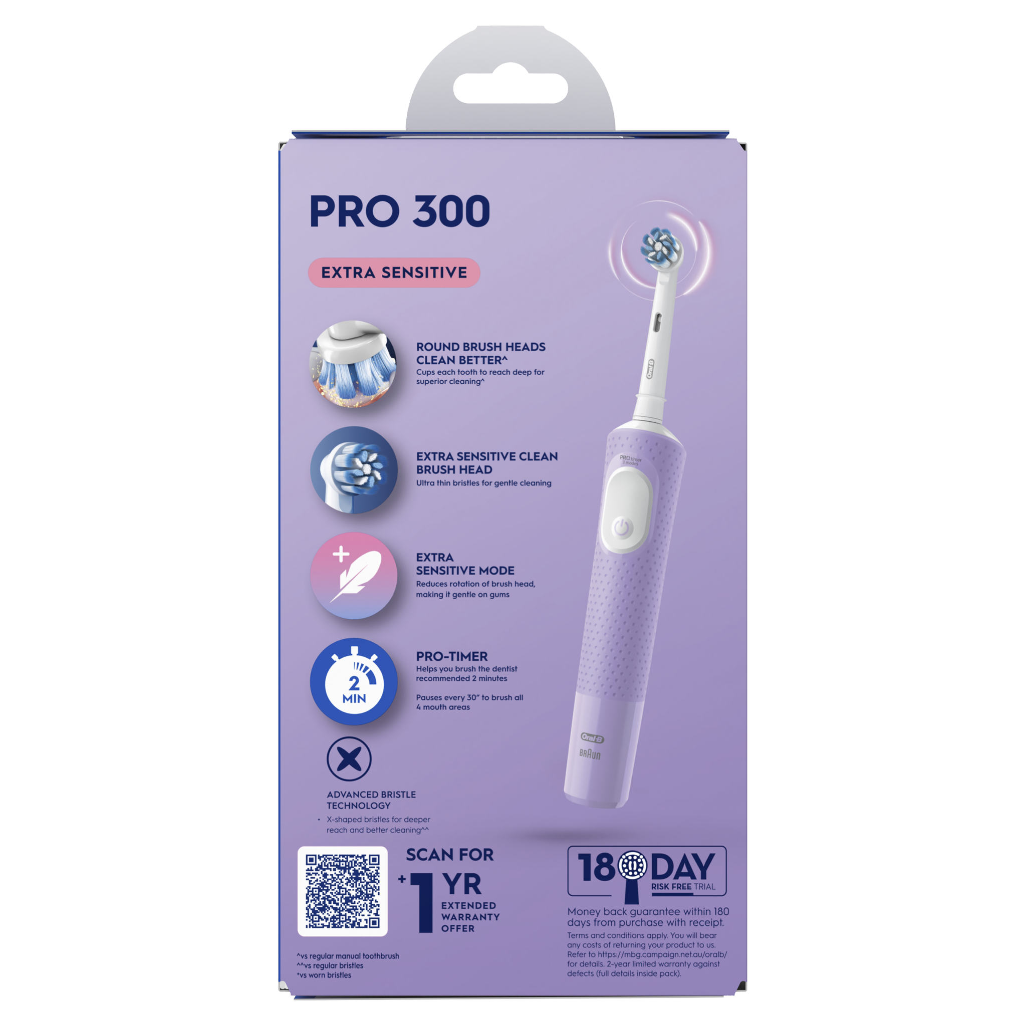 Oral-B Pro 300 Electric Rechargeable Toothbrush Lilac - Braun & Oral-B NZ